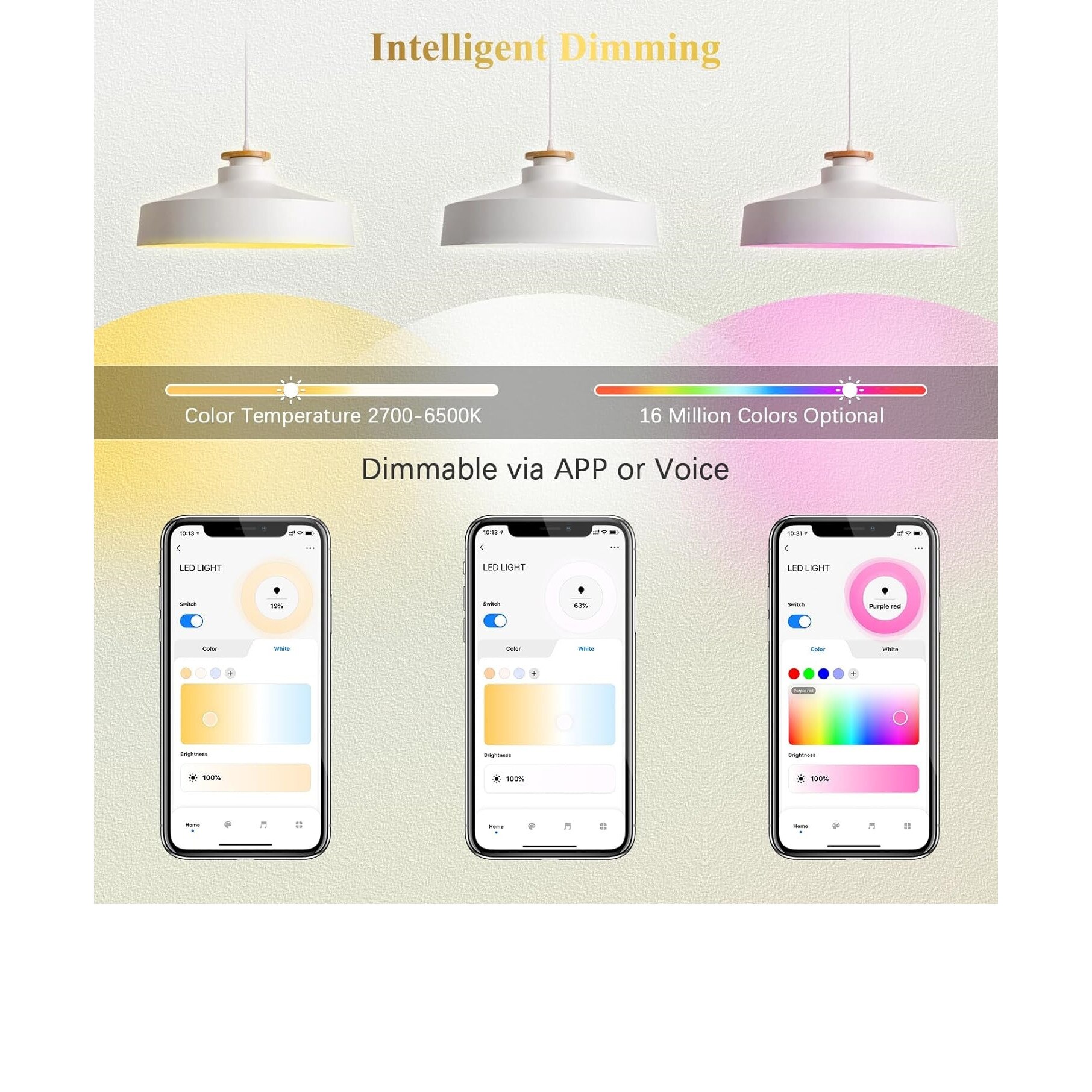 Set de 4 becuri LED inteligente DiCUNO, GU10, Dimabil 5W, MR16, RGB, pot fi inlocuibile pentru ...