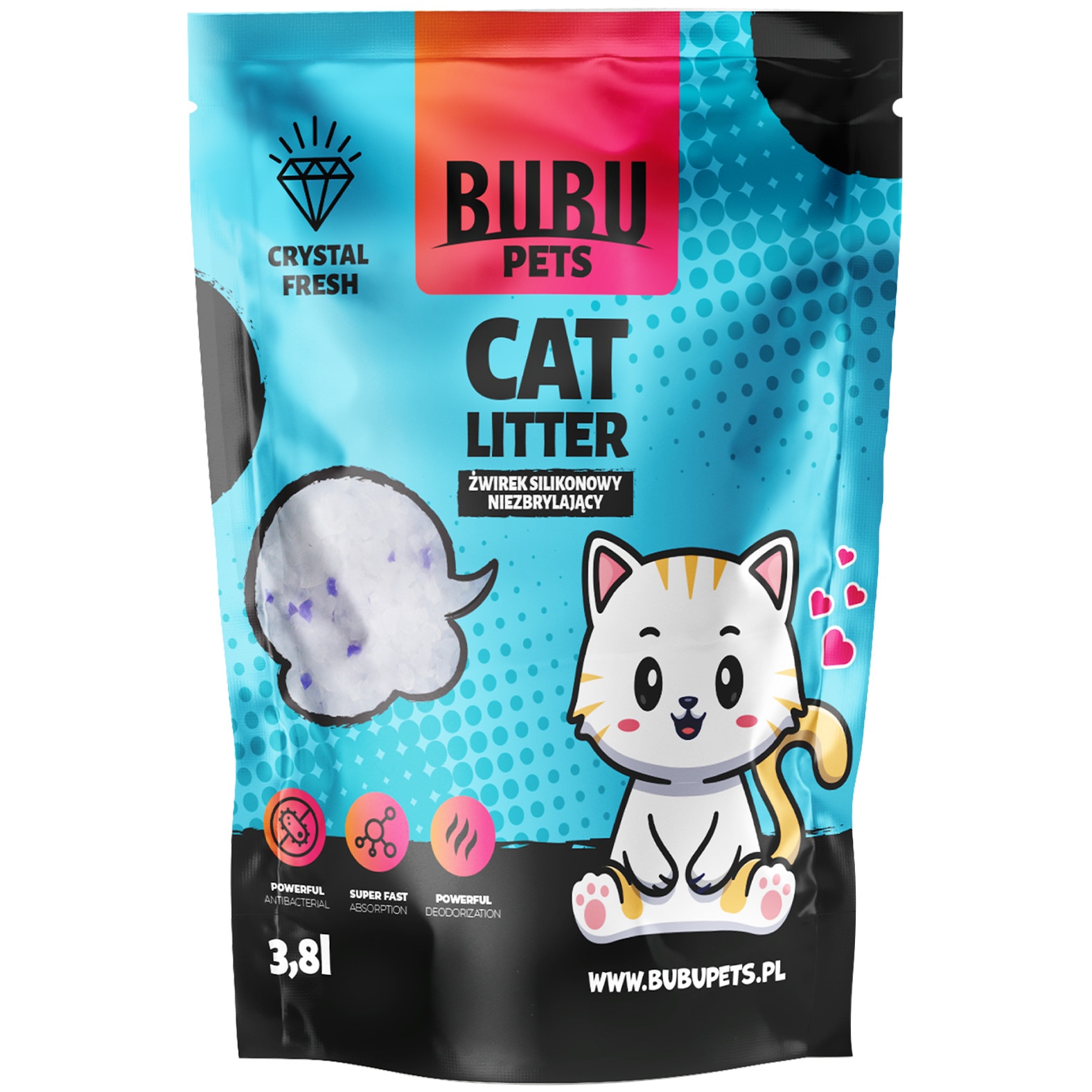 Asternut igienic din silicat pentru pisici, 3, 8 L, Bubu Pets - eMAG.ro