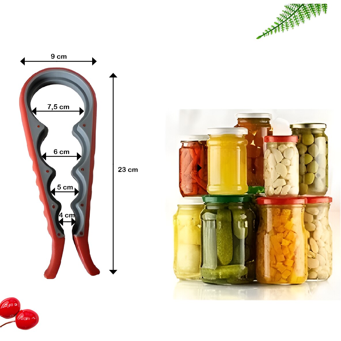 Desfacator pentru capace de borcane 4 in 1, Rosu - eMAG.ro