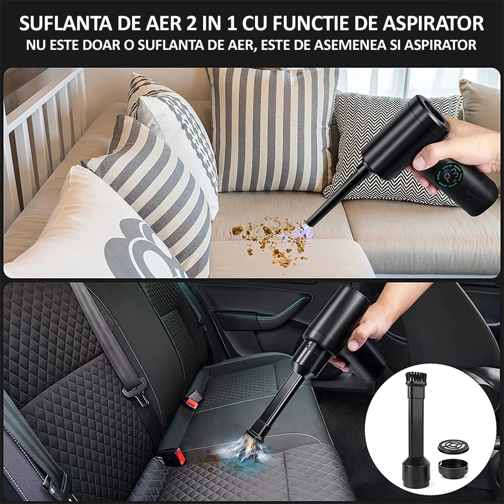 Suflanta de aer comprimat si aspirator 2 in 1, NEXTLY, cu acumulator ...