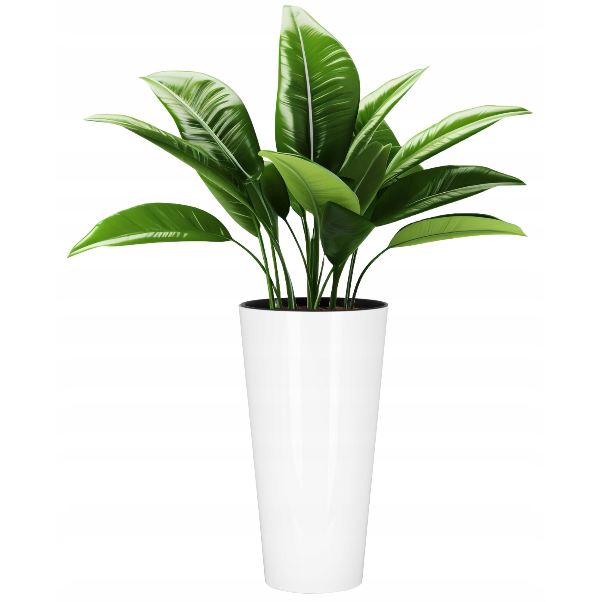 Ghiveci rotund inalt Tubus slim shine DTUS200S, 20x38cm, Alb - eMAG.ro