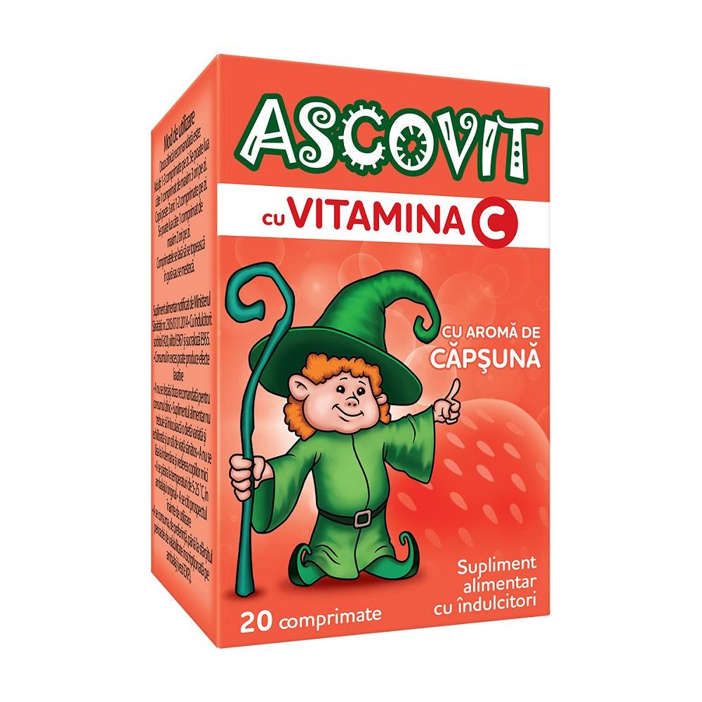 Ascovit cu Vitamina C aroma de capsuni, 20 comprimate, Omega Pharma ...