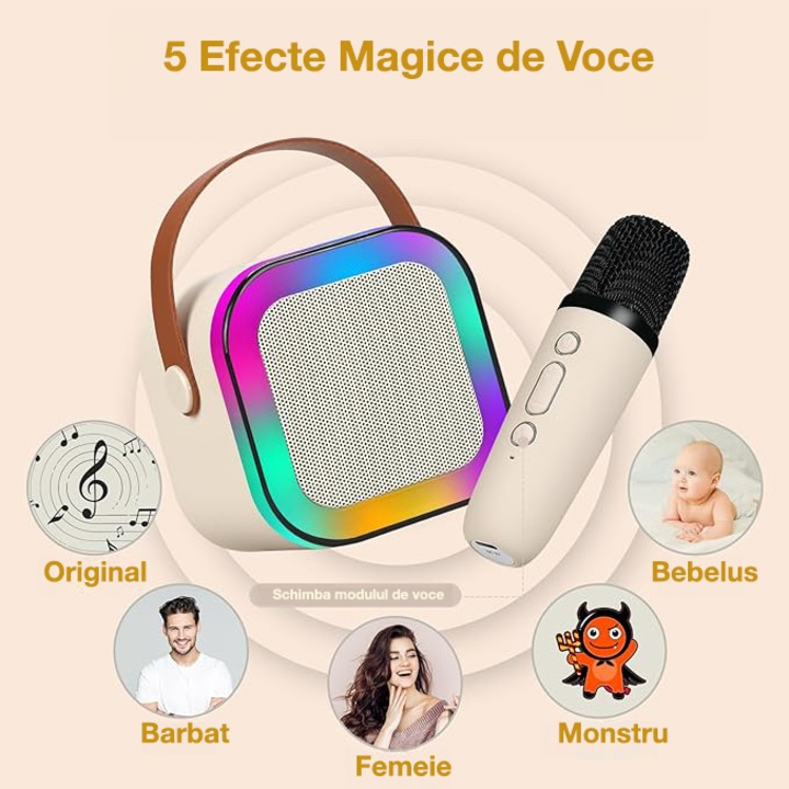 Set boxa portabila cu 2 microfoane, Wireless, Bluetooth V5.3, Karaoke ...