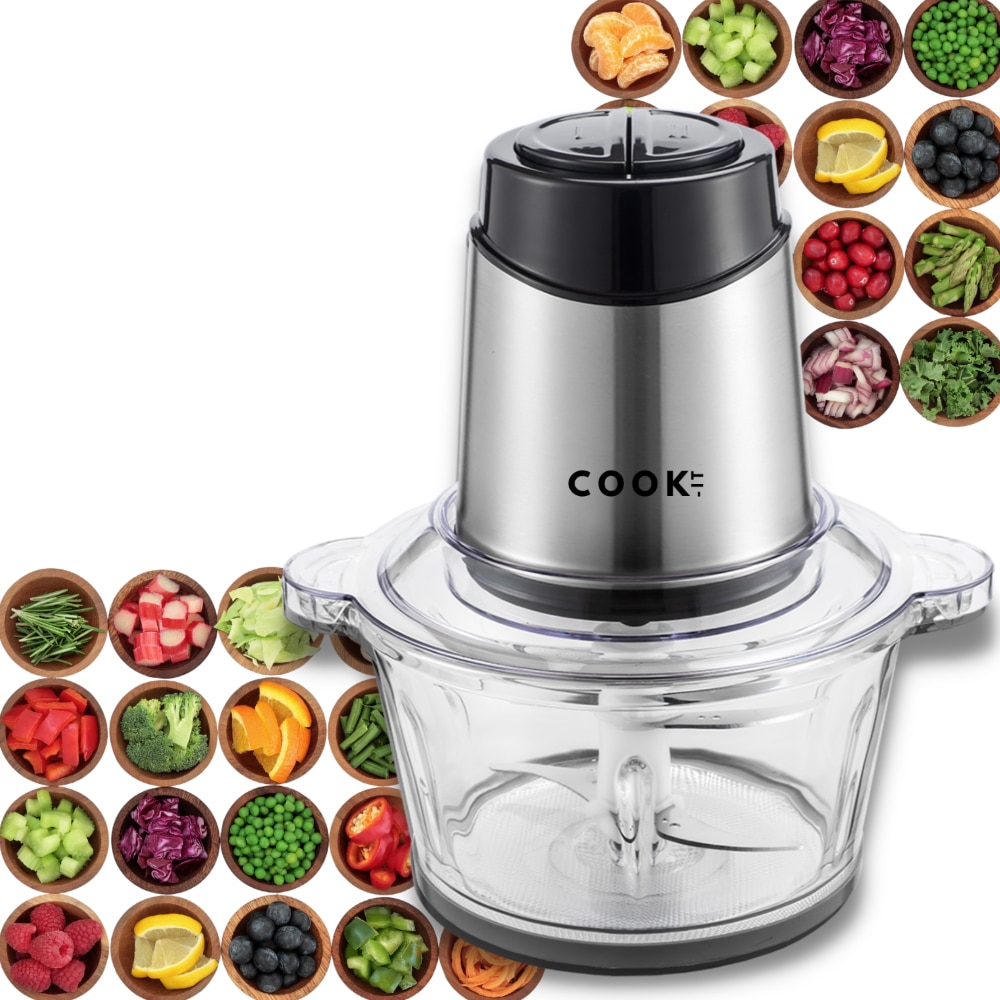 Tocator electric COOK-IT, Bol de sticla 2L XL, 500W Extra Puternic, 2 ...