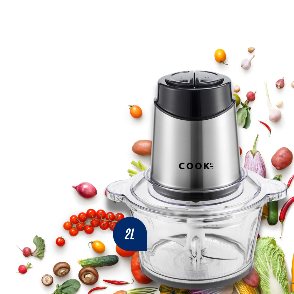 Tocator electric COOK-IT, Bol de sticla 2L XL, 500W Extra Puternic, 2 ...