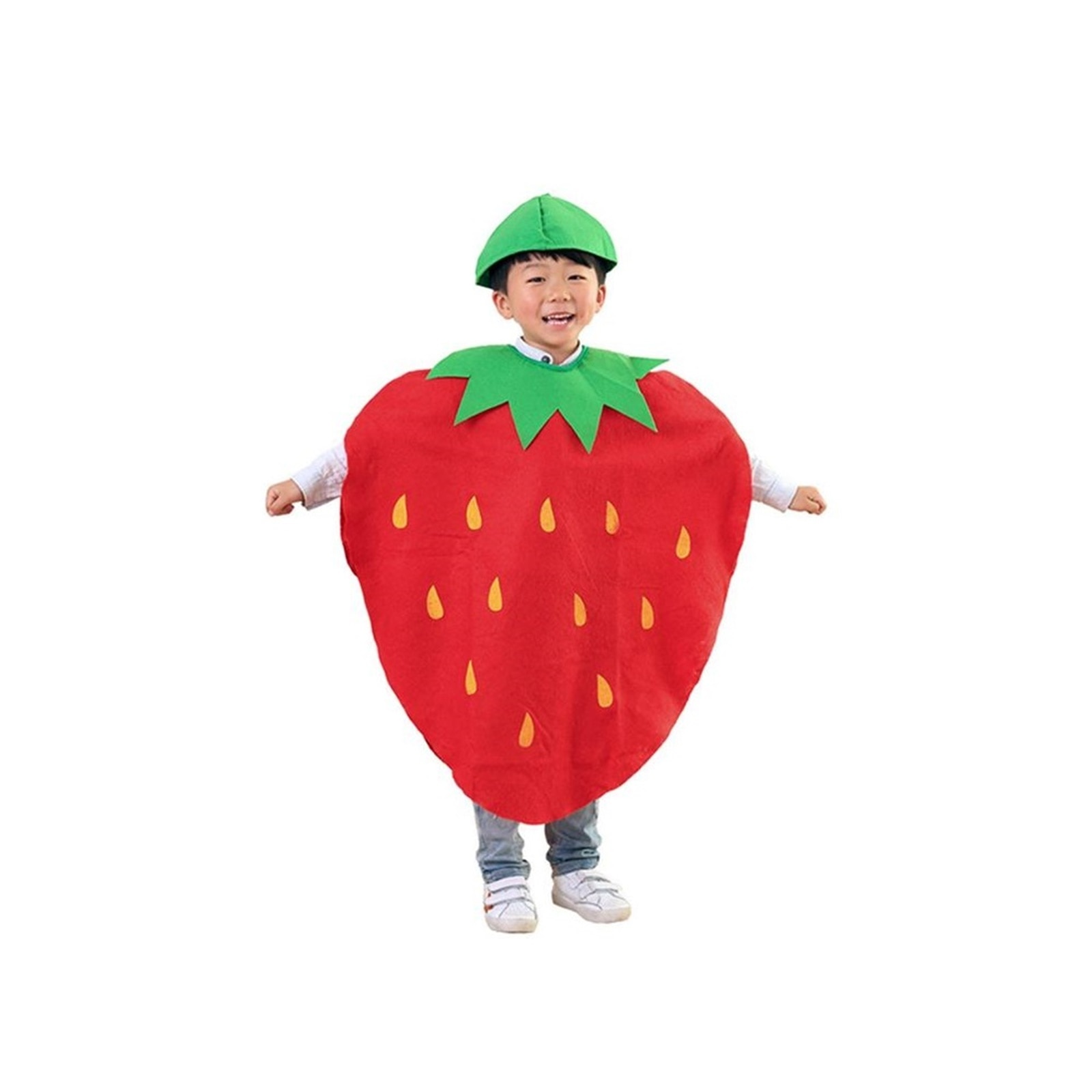 Costum fruct Capsuna KidMania®, rosu, pentru copii, Universala - eMAG.ro