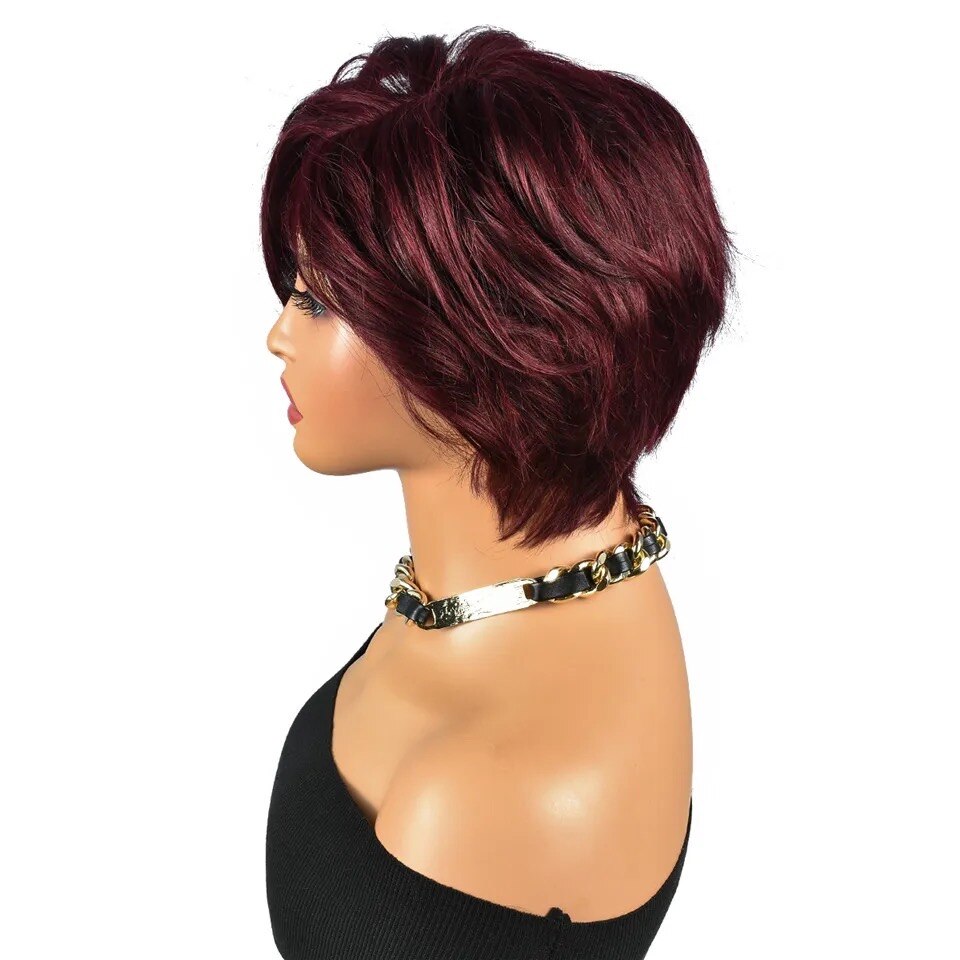 Peruca din par natural Michelle Burgundy, Oskar Shop - eMAG.ro