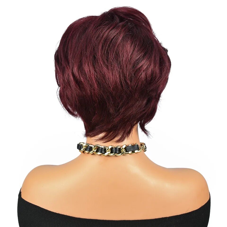 Peruca din par natural Michelle Burgundy, Oskar Shop - eMAG.ro