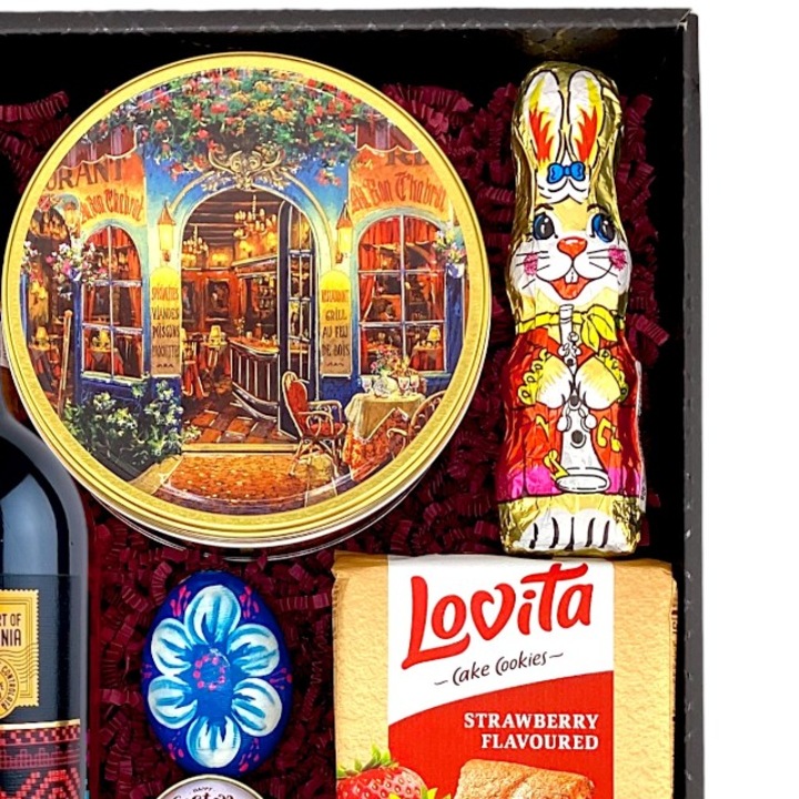 Cutie Cadou de Paste, Cadouri Rafinate, model Bucurii de Paste, cu Vin ...