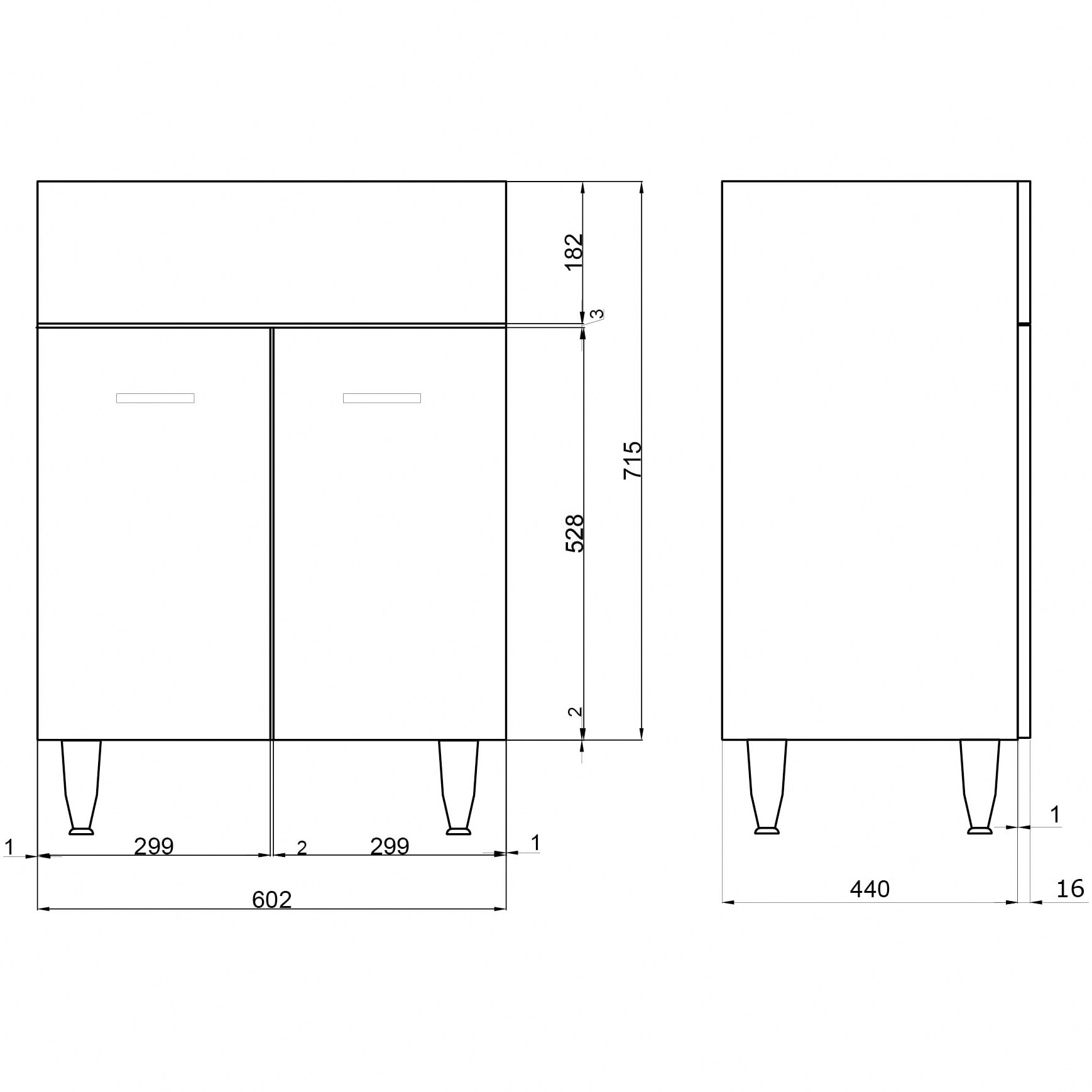 Baza mobilier pe picioare Kring Madrid cu 2 usi si lavoar ceramic ...