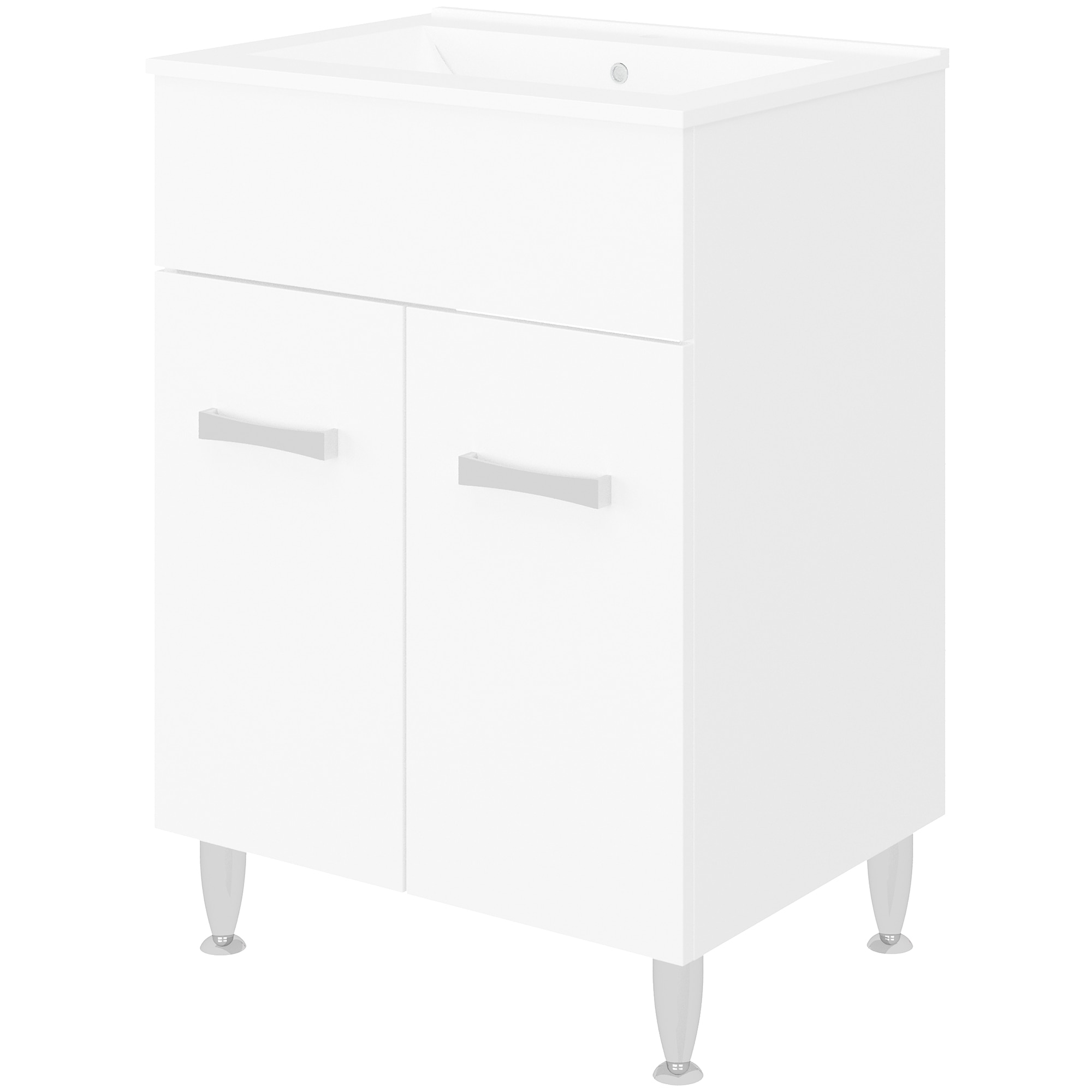 Baza mobilier pe picioare Kring Madrid cu 2 usi si lavoar ceramic ...