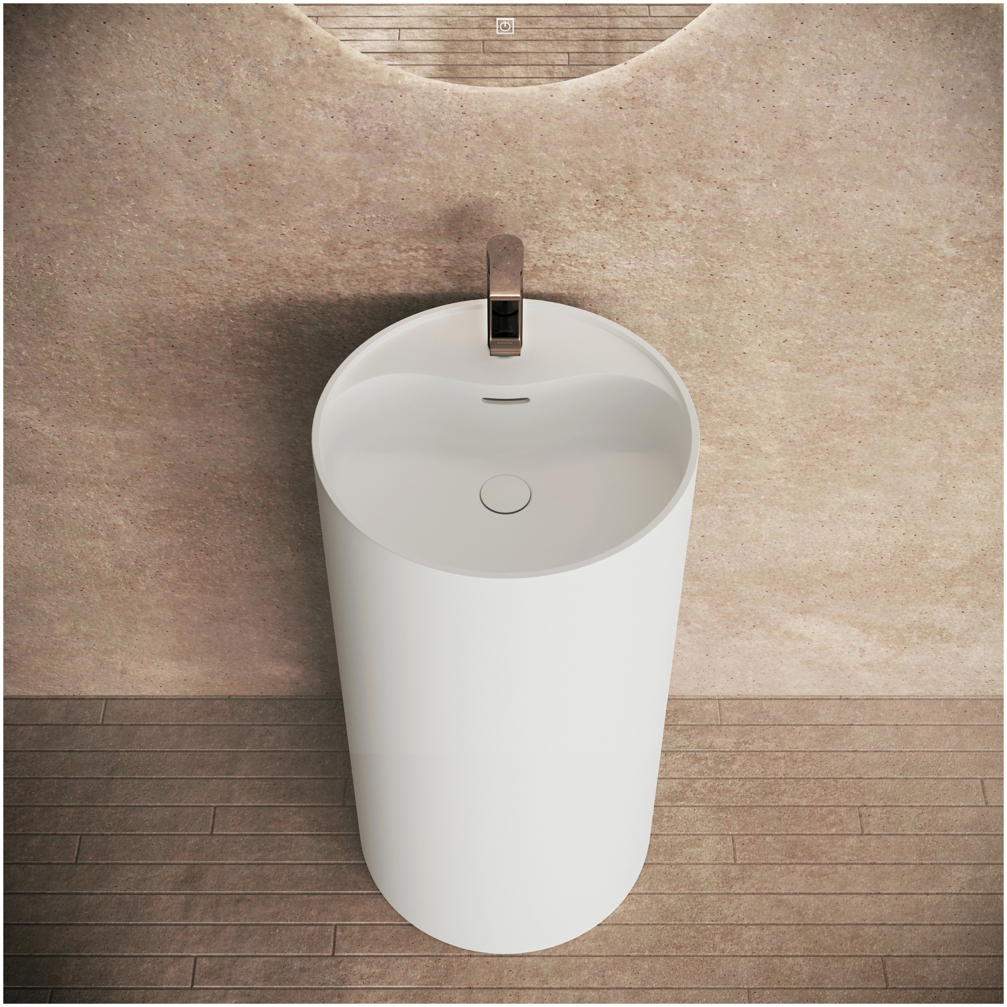 Lavoar freestanding compozit Kring Libera, forma circulara, alb mat ...