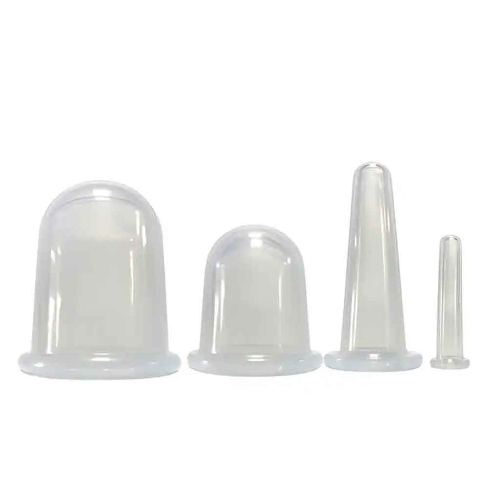 Set 4 Ventuze Masaj corporal si facial Kalyda, Silicon, Incolore - eMAG.ro