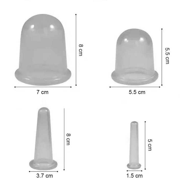 Set 4 Ventuze Masaj corporal si facial Kalyda, Silicon, Incolore - eMAG.ro