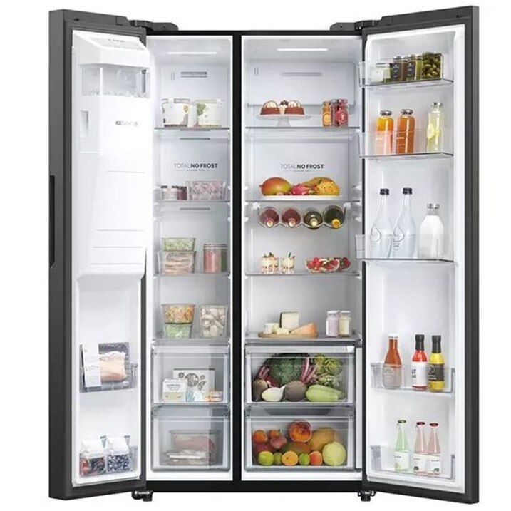 Frigider Side by Side HAIER 3HSW59F18EIPT, American-Style, Clasa E, LED ...