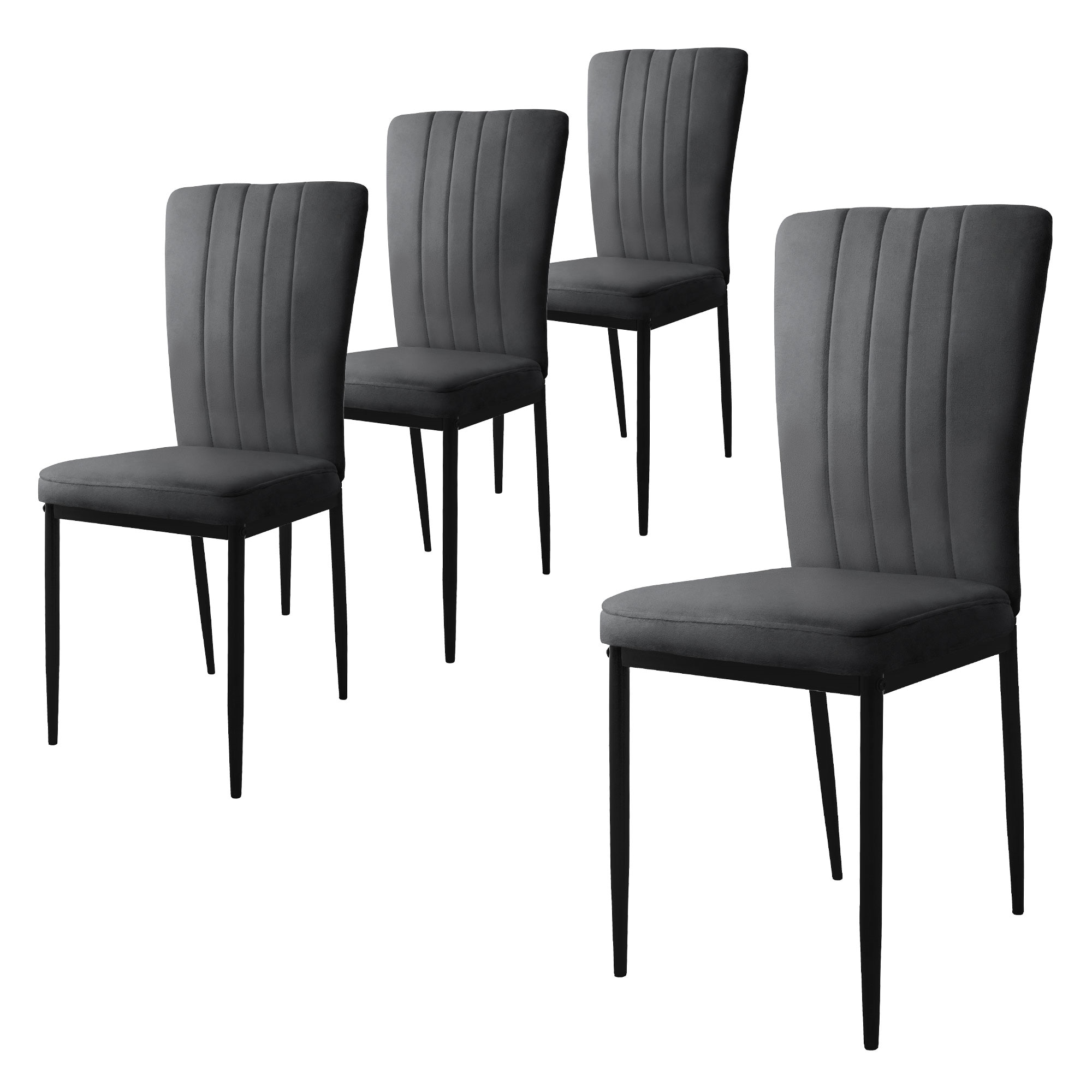 Set 4 scaune dining / living ML-Design, catifea, gri, 42 x 40 x 97 cm ...