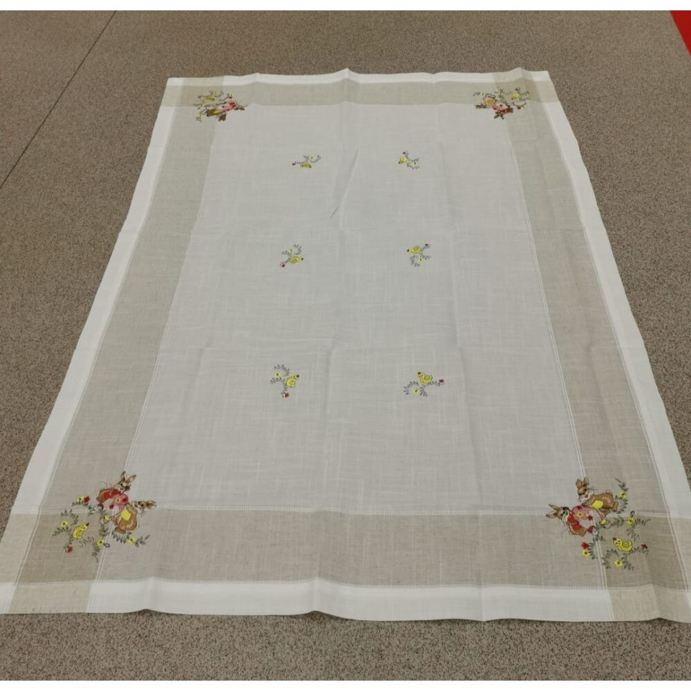 Fata de masa tematica de Paste cu iepurasi din in 150x 220cm- Concept E ...