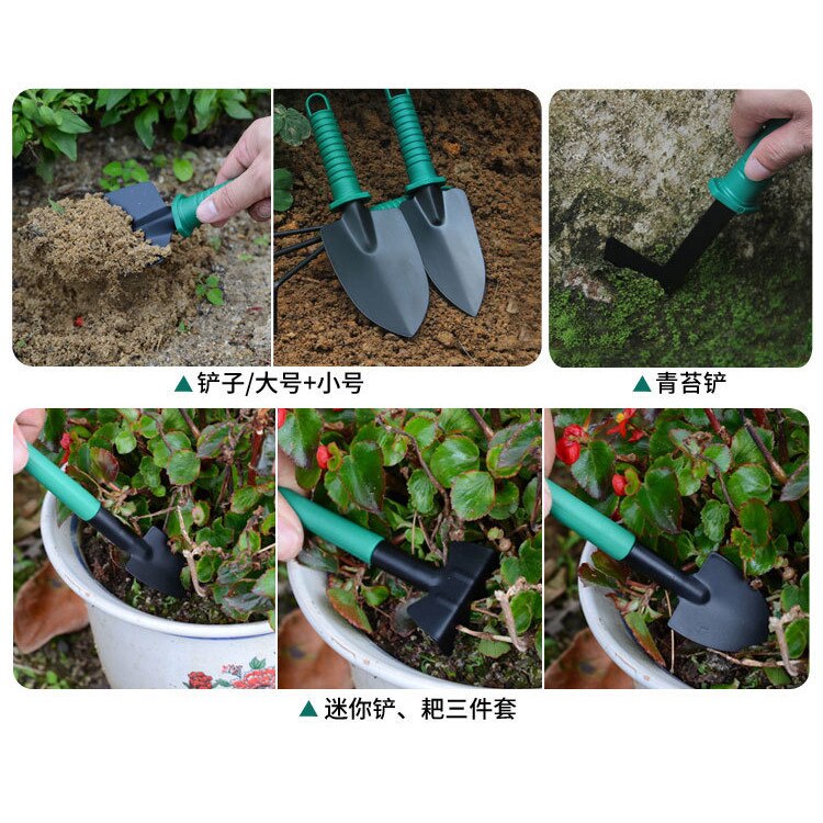 Set 10 scule de gradina cu husa de transport, Fier, Maner antiderapant ...