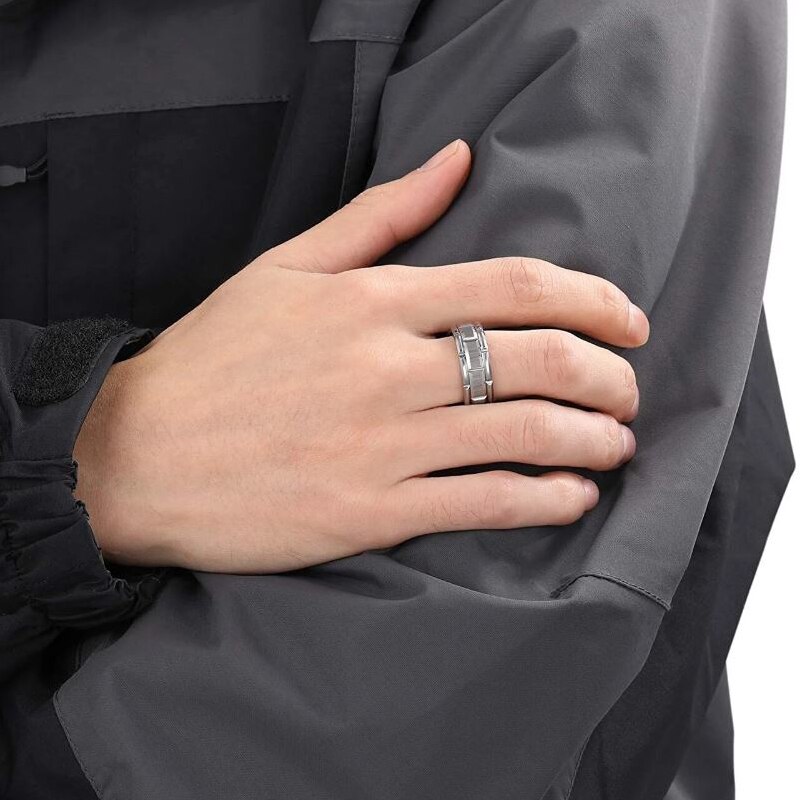 Inel Titan, pentru Barbati, Design Modern, Stainless-steel, Argintiu ...