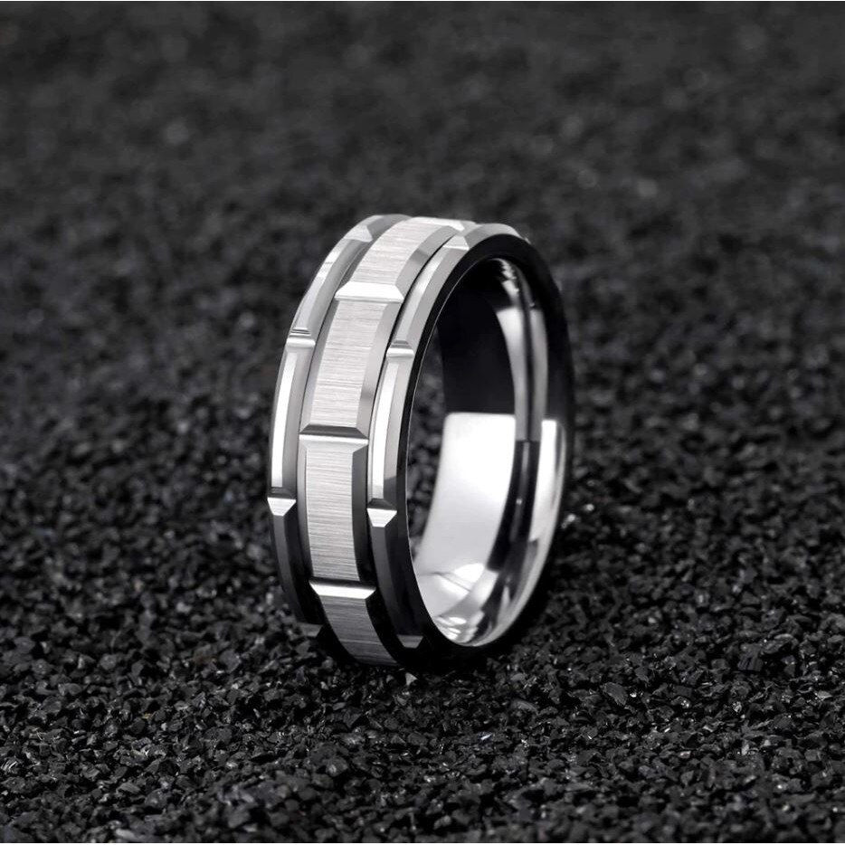 Inel Titan, pentru Barbati, Design Modern, Stainless-steel, Argintiu ...