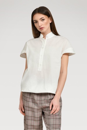 HELENE GALWAS, Bluza cu guler Mao Fee, Alb optic, L - eMAG.ro