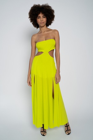 HELENE GALWAS, Rochie cu decupaj in talie Gloria, Galben mustar, XS ...