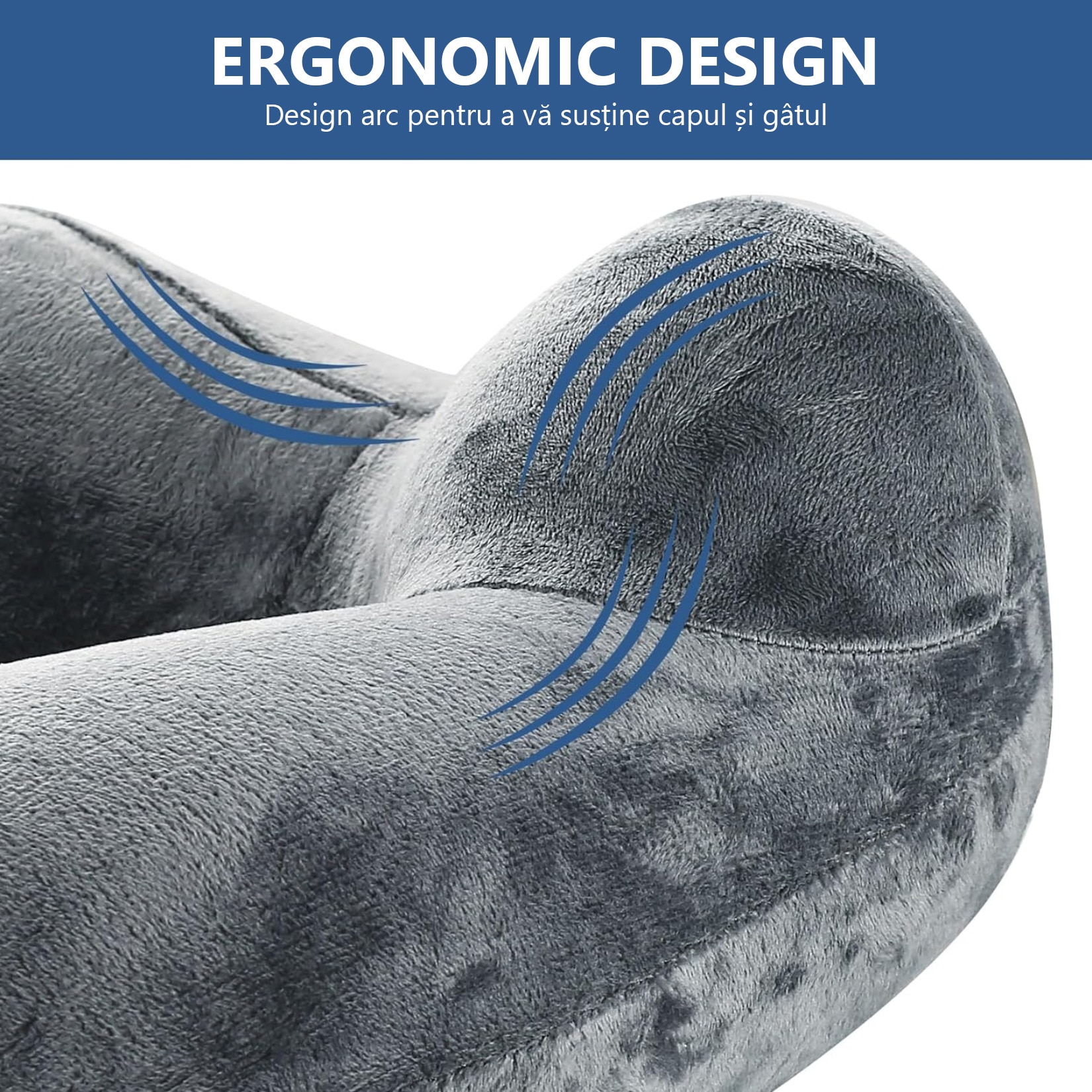 Set perna gonflabila de calatorie cu masca de ochi si dopuri de urechi ...