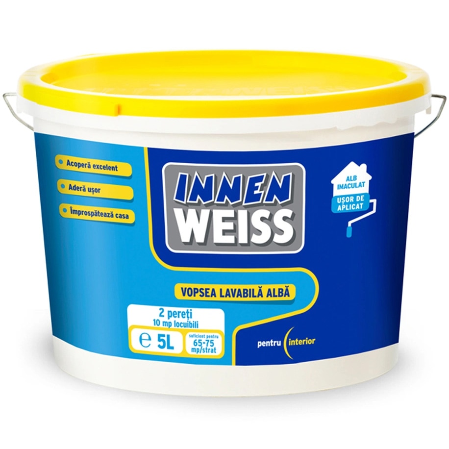 Vopsea lavabila INNENWEISS 5738571, alba, pentru interior, 5 l - eMAG.ro