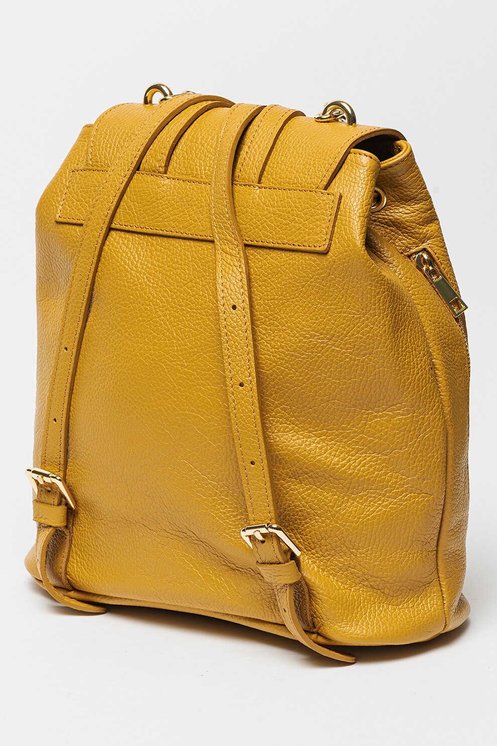 Antonia Moretti, Кожена раница с капаче, Синапено жълто - eMAG.bg