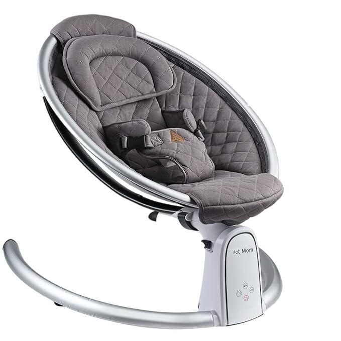 Balansoar electric pentru nou-nascuti, Hot Mom, Bumbac, Bluetooth, Gri ...