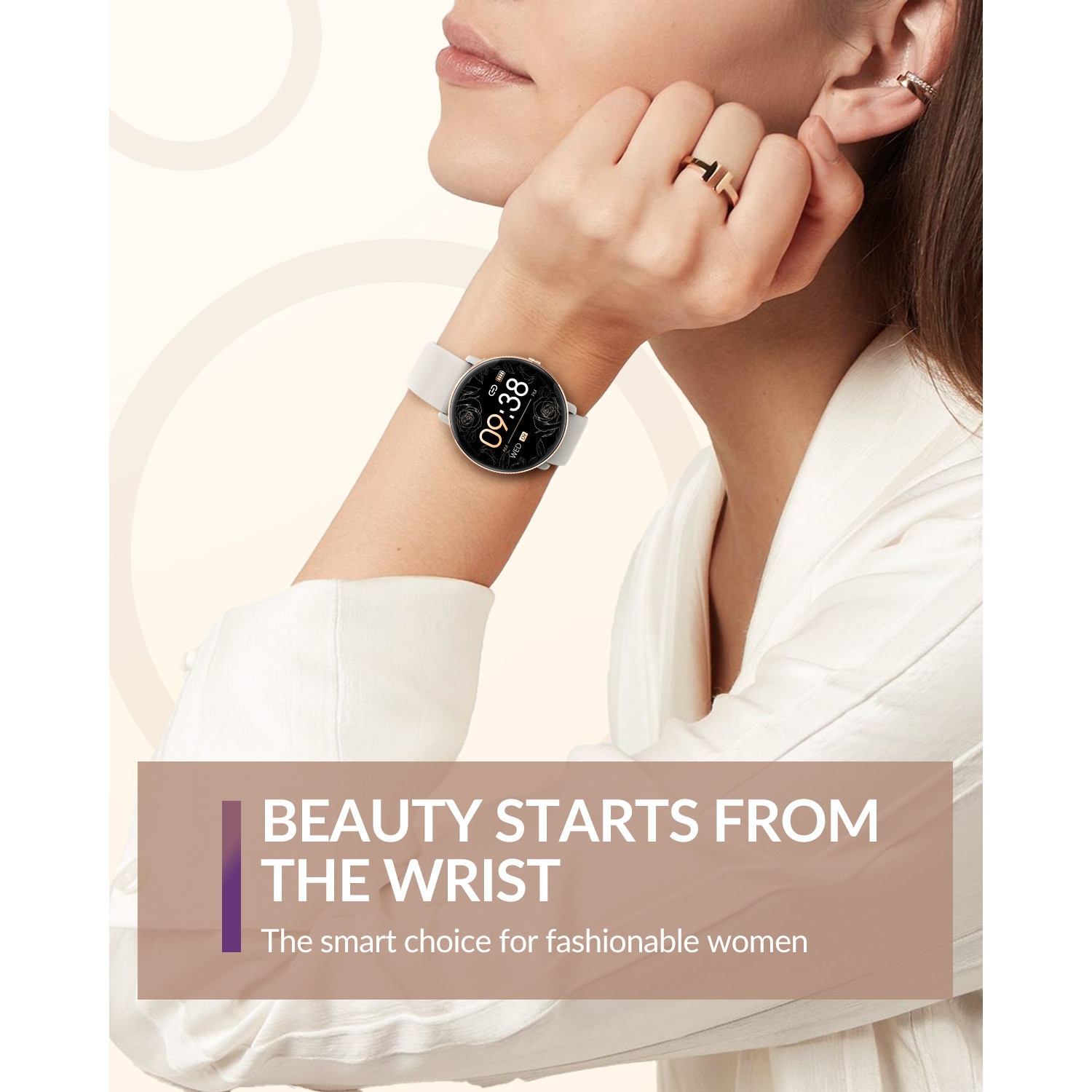 Ceas Smartwatch Dama FOSMET®, ecran AMOLED de 1.39 inchi HD ...