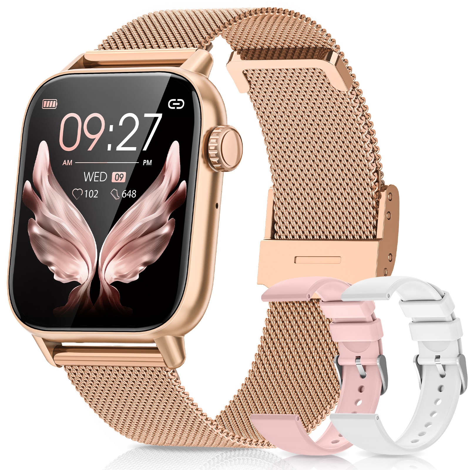 FOSMET® 2-в-1 дамски интелигентен часовник и фитнес гривна, 1,85" екран ...