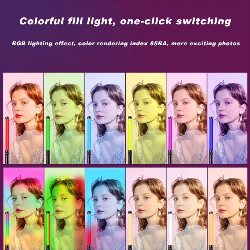 Lampa led cu lumina RGB, JESWO®, Portabil de mana, 4000mAh, 13 Moduri ...