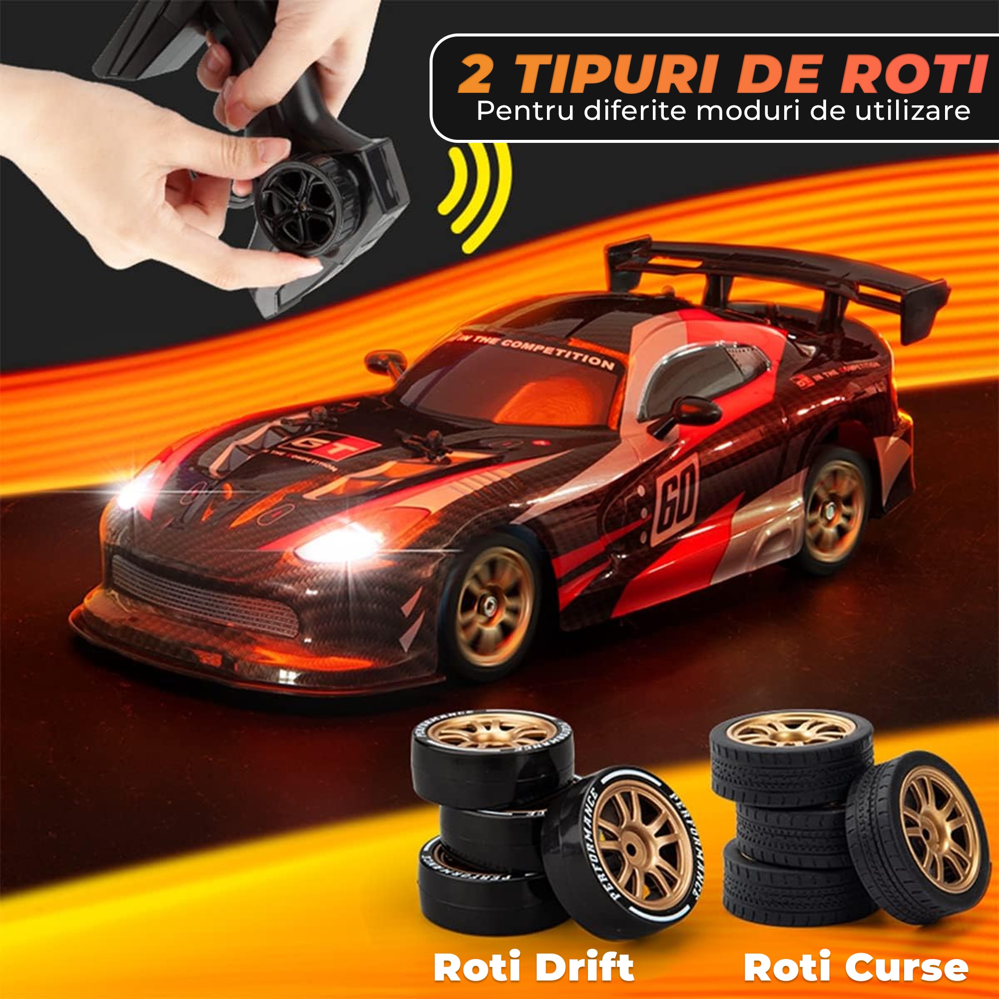 Masina cu telecomanda RC, Timebox, Drift car, 16km/h, Rotire 360 ...