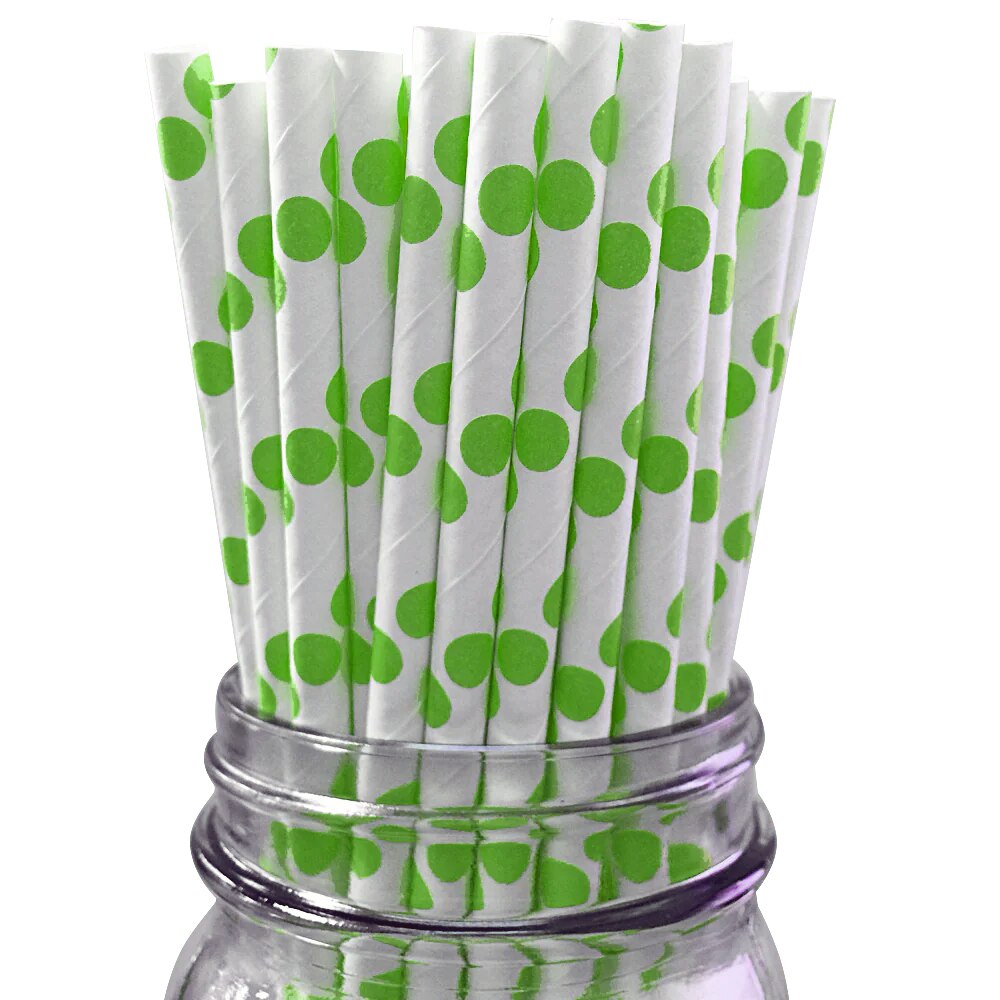 Set 50 de Paie din Hartie Biodegradabila Eco, Model Polka Dots cu ...