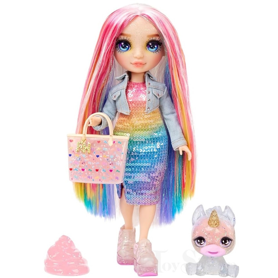 Papusa Rainbow Clasic Amaya Raine cu animalut- Rochita curcubeu - eMAG.ro