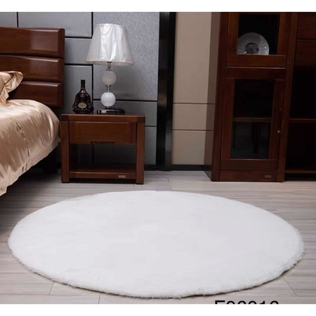 Covor decorativ, E EFRALL, material sintetic, model rotund, 120cm, alb ...