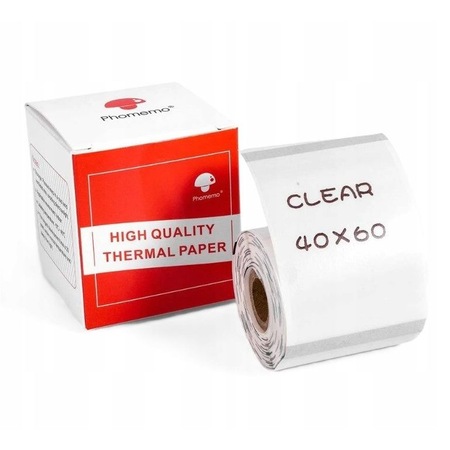 Rola 1x de hartie, alba, autoadeziva 40x60mm, transparent pentru ...