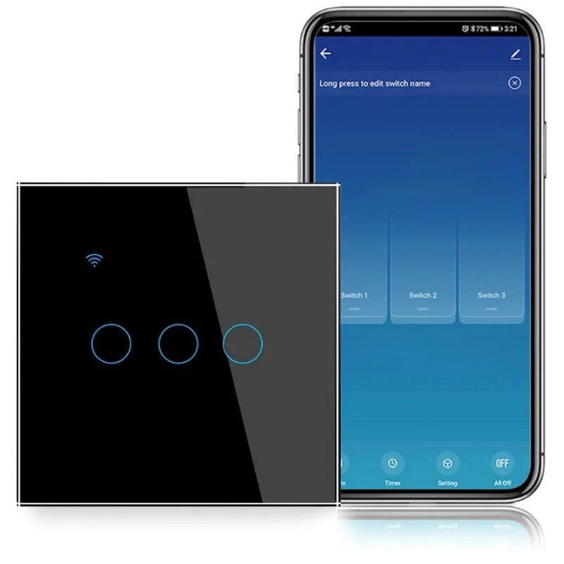 Intrerupator smart touch, WiFi, Sticla securizata, iUni 3G, 10A ...