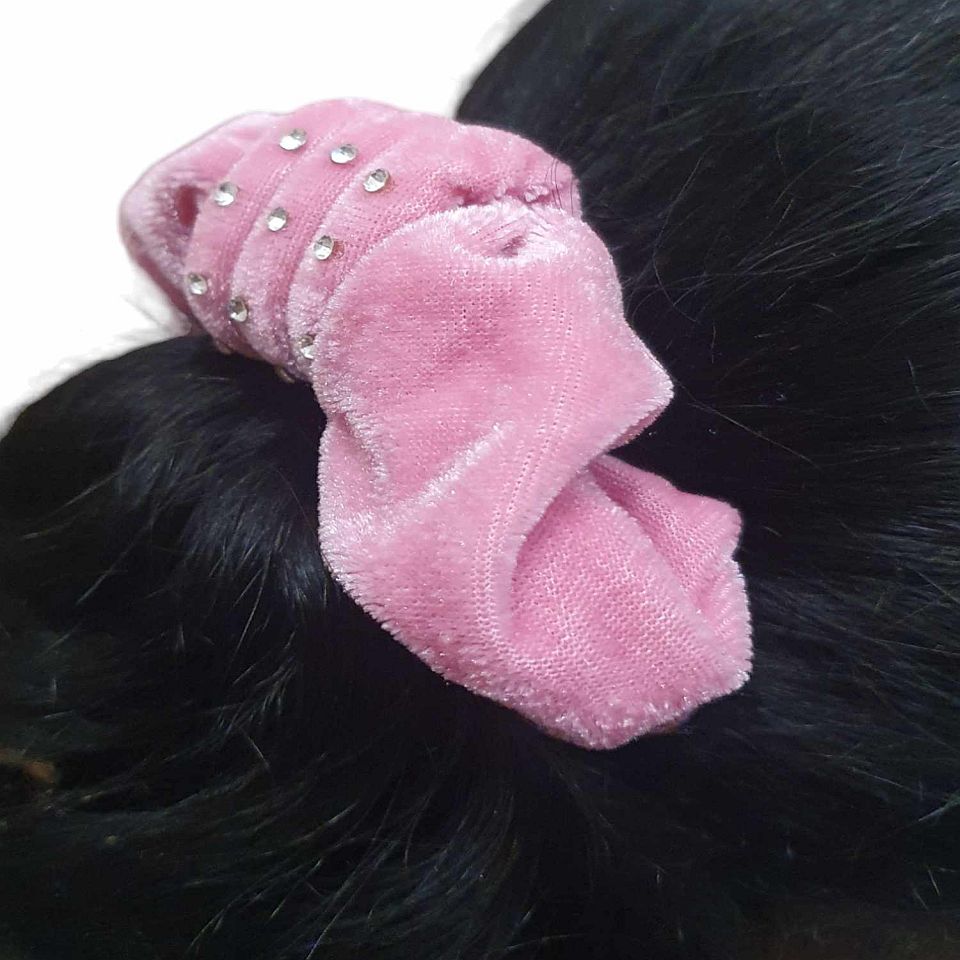 Elastic de par tip scrunchie, catifea, roz - eMAG.ro