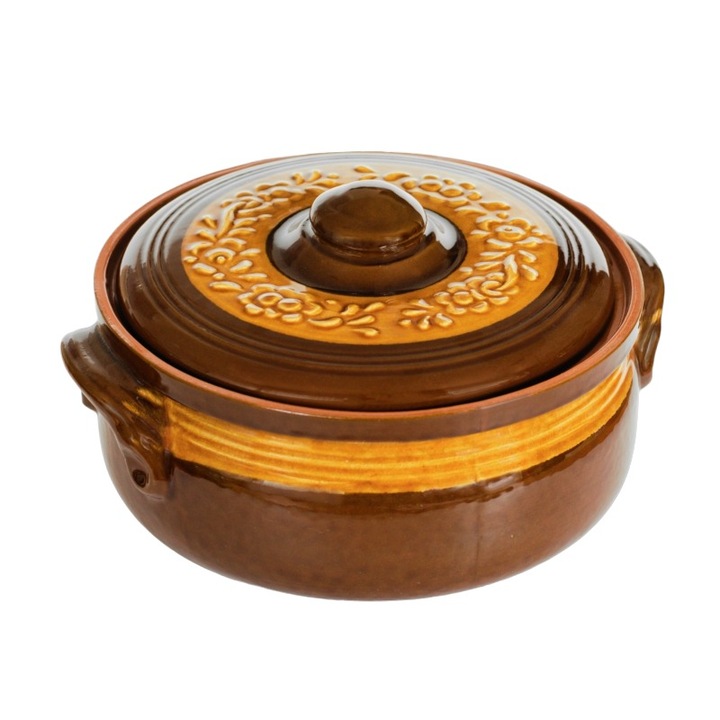 Vas roman din lut, glazurat, maro, 4L - eMAG.ro