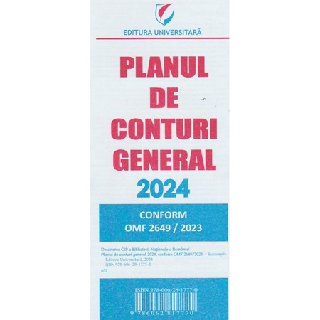 Planul de conturi general 2024. Conform OMF 2649/2024 - eMAG.ro