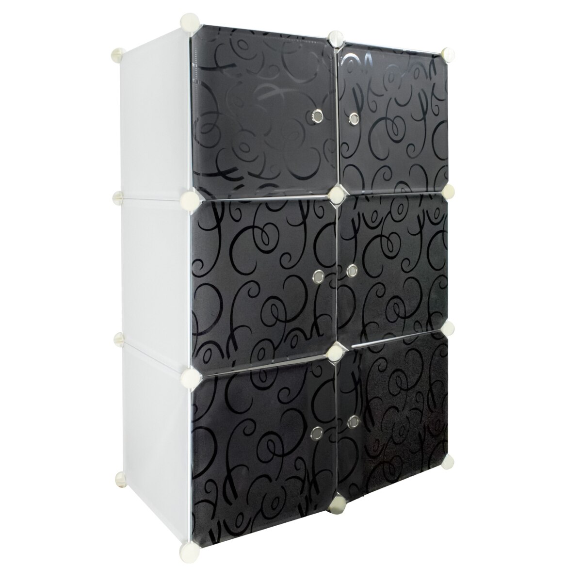 Dulap Modular DM6, model cu 6 compartimente, 111x75x37cm, Negru/Alb ...