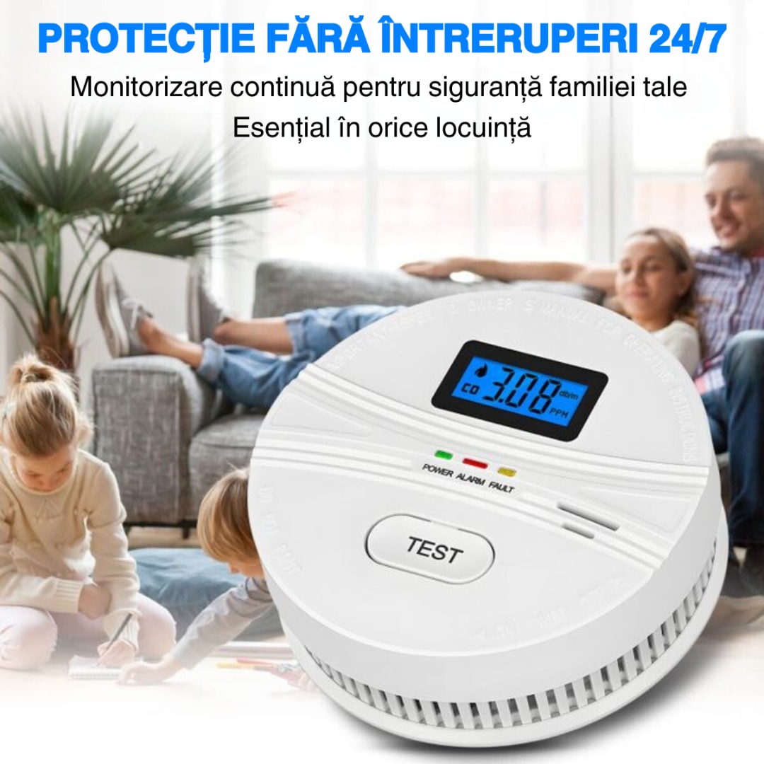 Detector 2 in 1 Monoxid de Carbon si Fum, Senzor dual, Display LCD ...