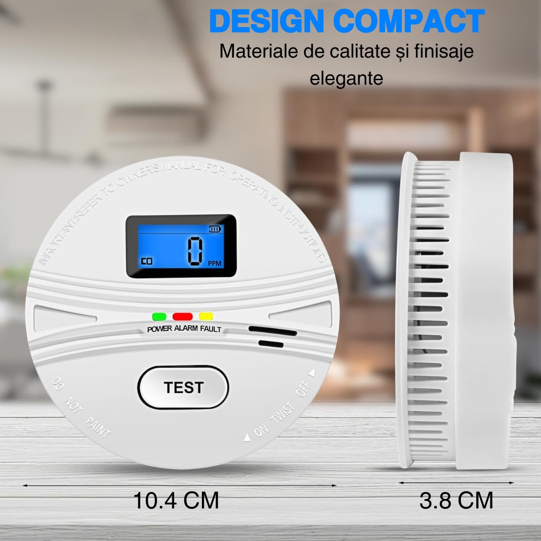 Detector 2 in 1 Monoxid de Carbon si Fum, Senzor dual, Display LCD ...