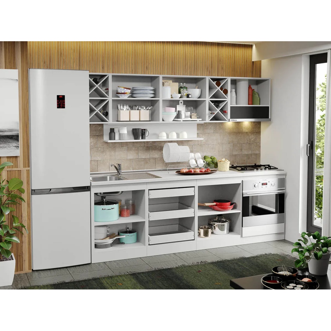 Set Mobila Bucatarie, 120, Gri Antracit, Sofi, 180cm, Blat 38mm, Termorezistent - eMAG.ro