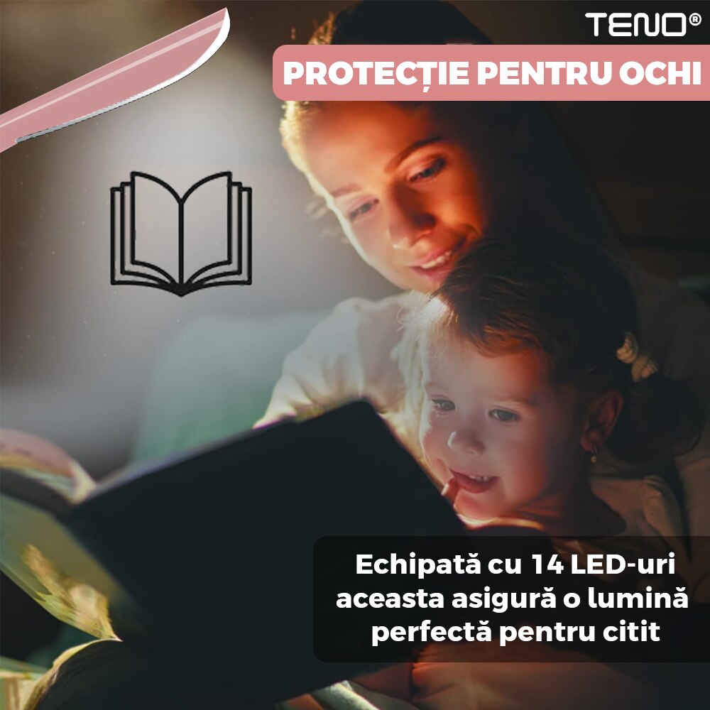 Mini Lampa Led Teno®, alimentare USB, lumina pentru citit, flexibila ...