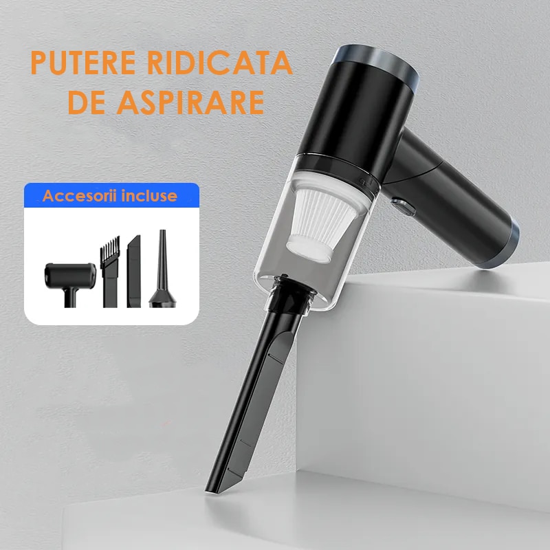 Aspirator Auto Portabil Wireless 2 in 1, Functie de suflare, Pliabil ...