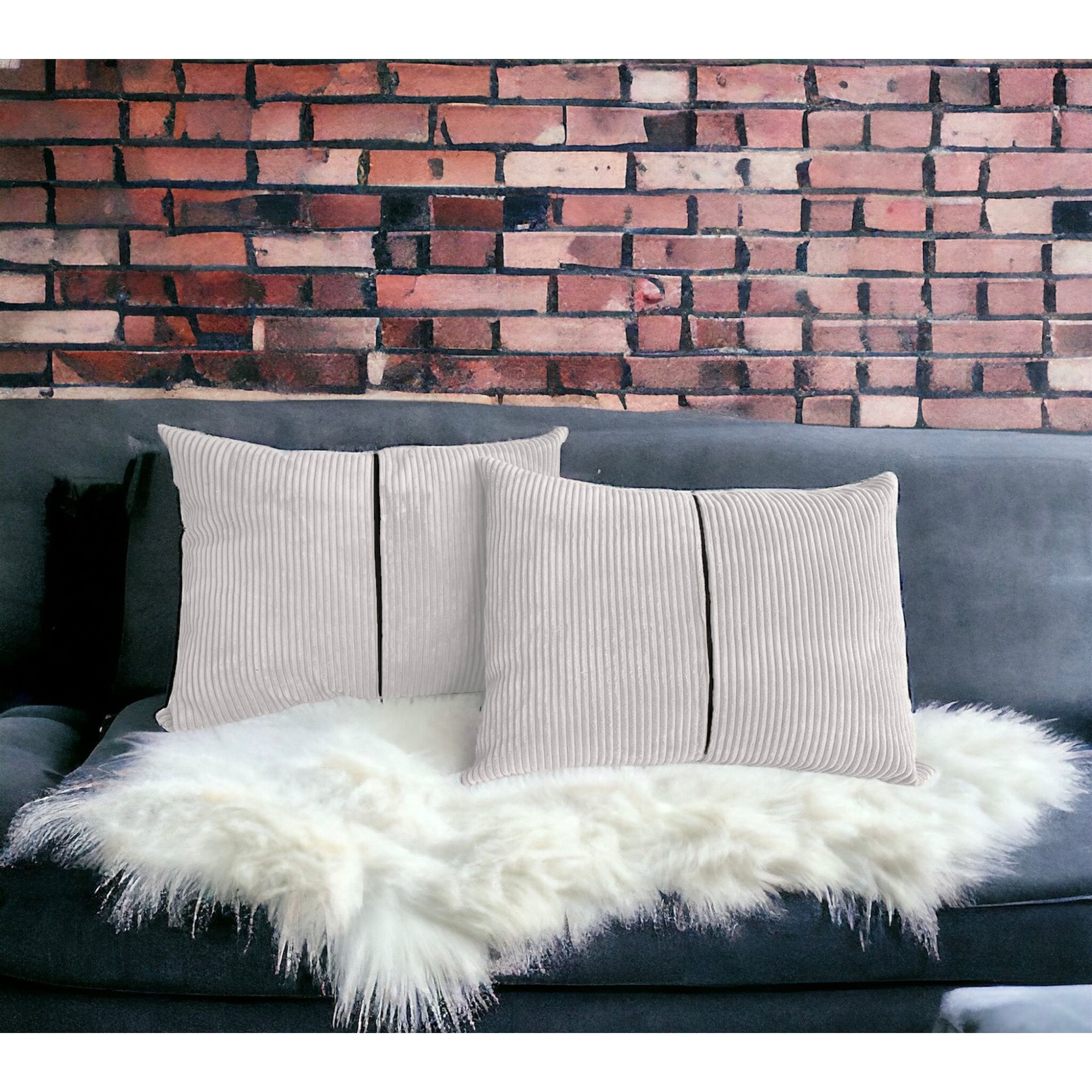 Set 2 fete perna decorative, 50x70, inchidere cu fermoar, bej - eMAG.ro