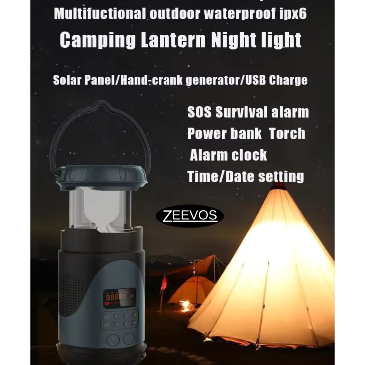 Radio portabil multifunctional AM-FM, ZEEVOS, incarcare solara si ...